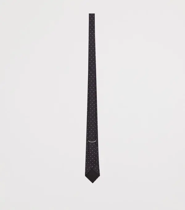 Saint Laurent Silk Polka-dot Tie - Blue