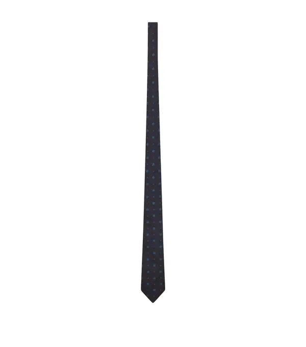 Saint Laurent Silk Striped Medallion Tie