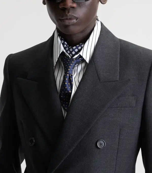Saint Laurent Silk Geometric-pattern Tie