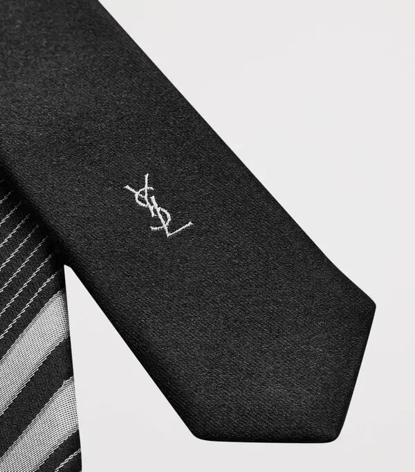 Saint Laurent Silk Striped Jacquard Neck Tie
