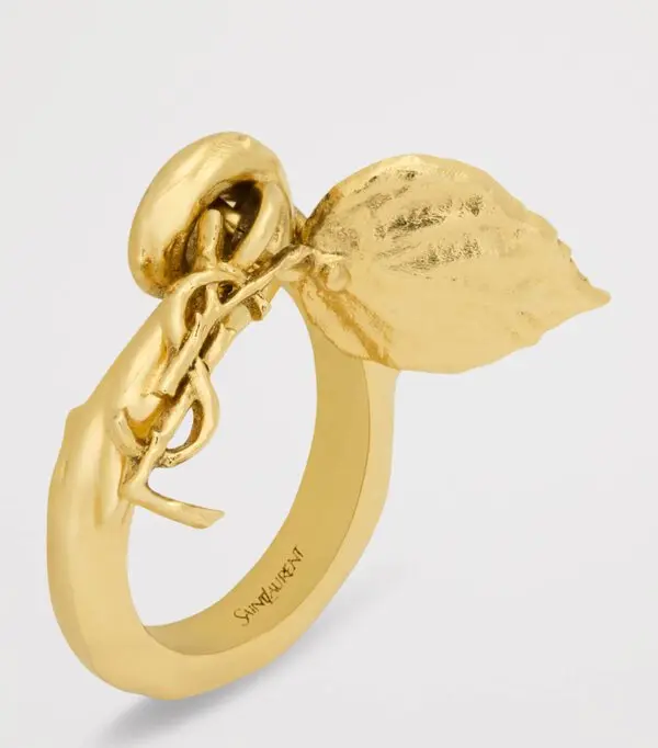 Saint Laurent Cassandre Leaf Charm Ring