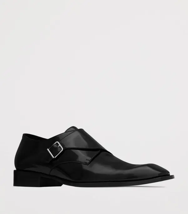 Saint Laurent Leather Connor Buckled Monk Shoes