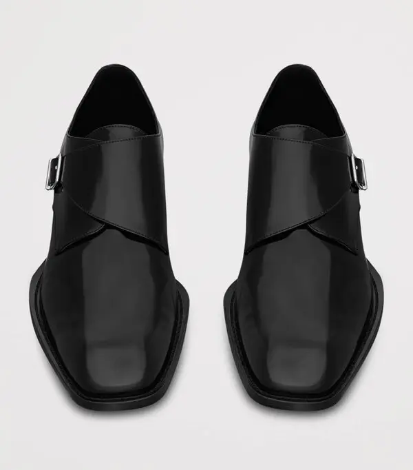 Saint Laurent Leather Connor Buckled Monk Shoes