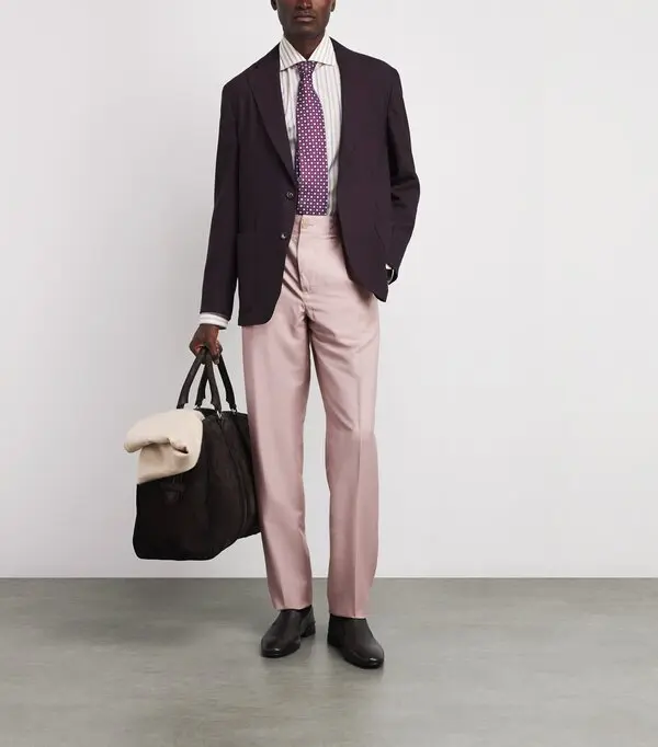 Isaia Wool-mohair-silk Comfort Trousers