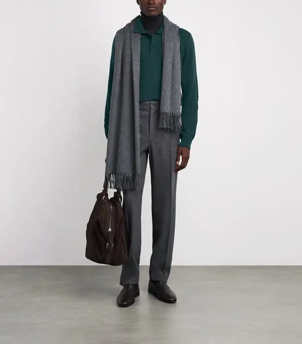 Isaia Cashmere Long-sleeve Polo Shirt