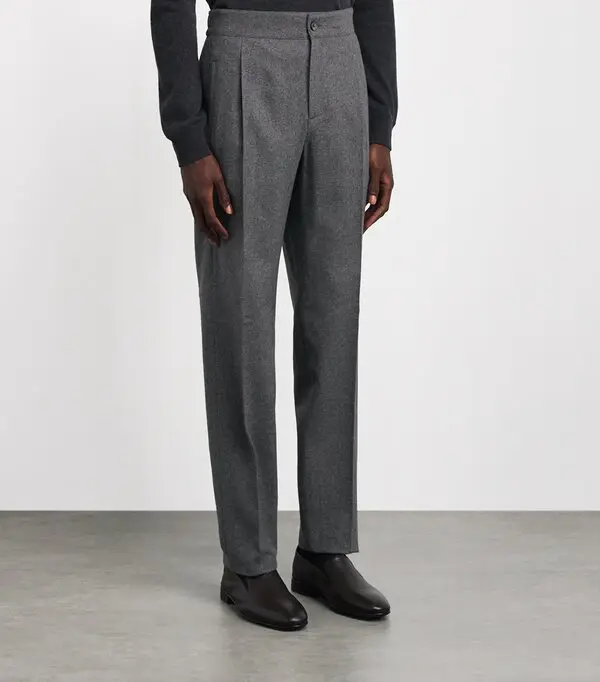 Isaia Wool-blend Stretch Slim Fit Trousers
