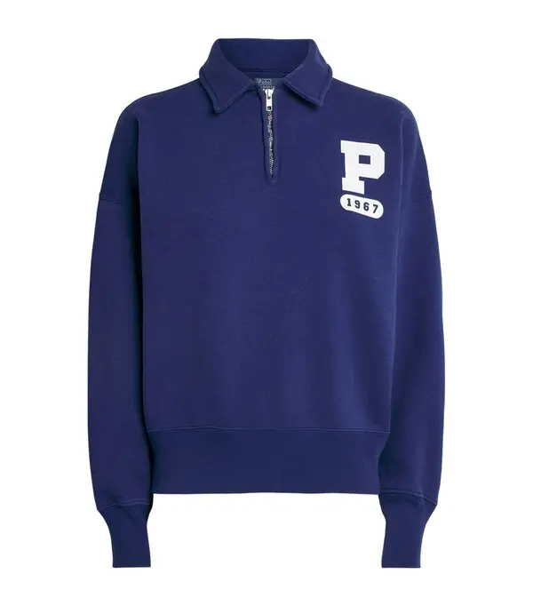 Polo Ralph Lauren P" Logo Quarter-zip Sweatshirt - Blue