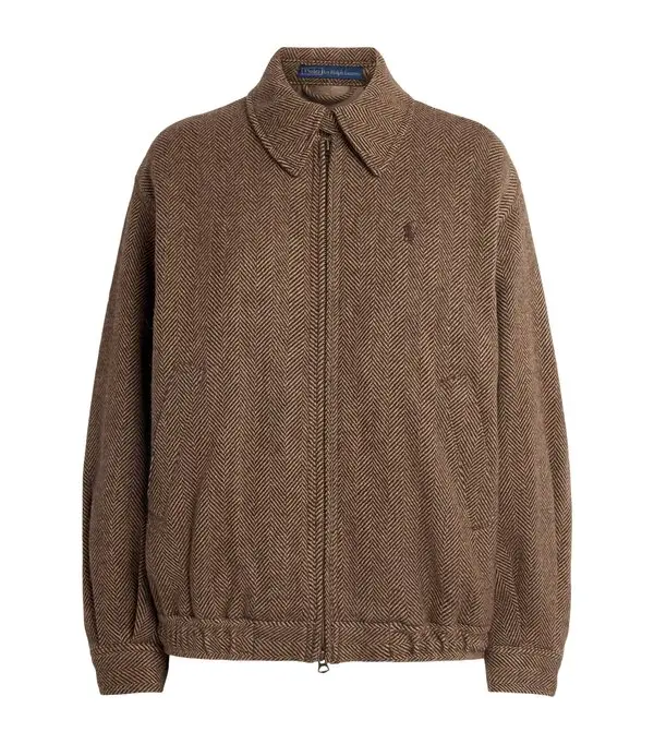 Polo Ralph Lauren Wool Herringbone Zip-up Bomber Jacket