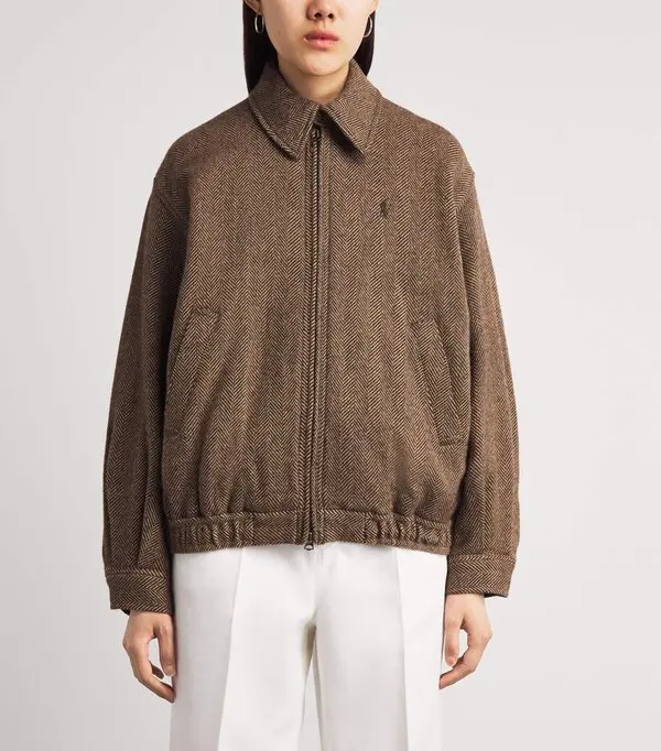 Polo Ralph Lauren Wool Herringbone Zip-up Bomber Jacket