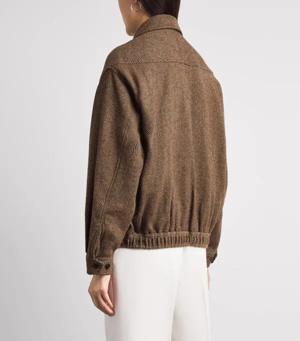 Polo Ralph Lauren Wool Herringbone Zip-up Bomber Jacket
