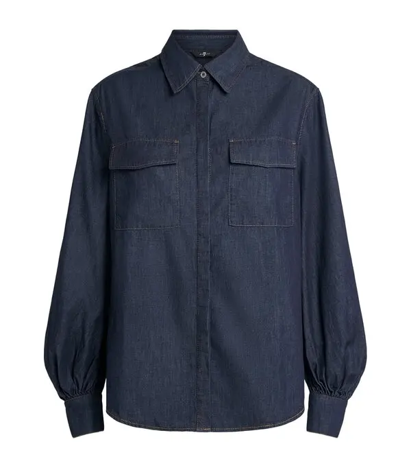 7 For All Mankind Cotton Long-sleeve Shirt - Navy