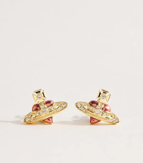 VIVIENNE WESTWOOD Diamante Heart Earrings - Gold