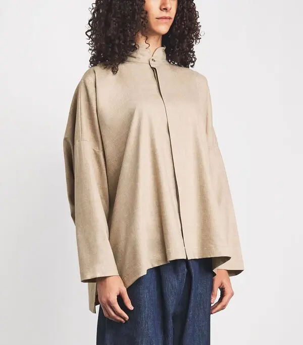 Eskandar Virgin Wool-cashmere Double Stand-collar Shirt