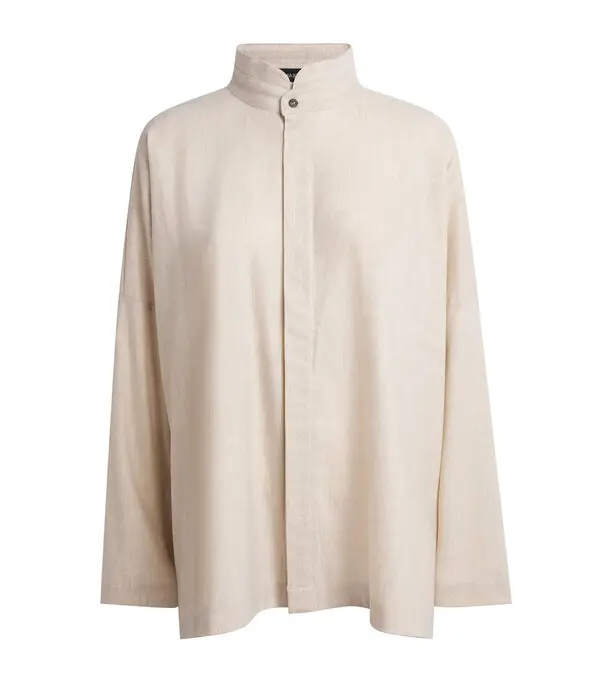 Eskandar Virgin Wool-cashmere Double Stand-collar Shirt