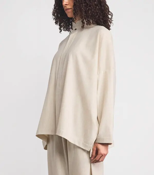 Eskandar Virgin Wool-cashmere Double Stand-collar Shirt