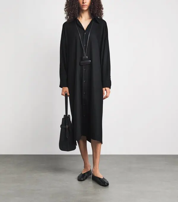 Eskandar Virgin Wool-cashmere Wide Midi Shirt Dress