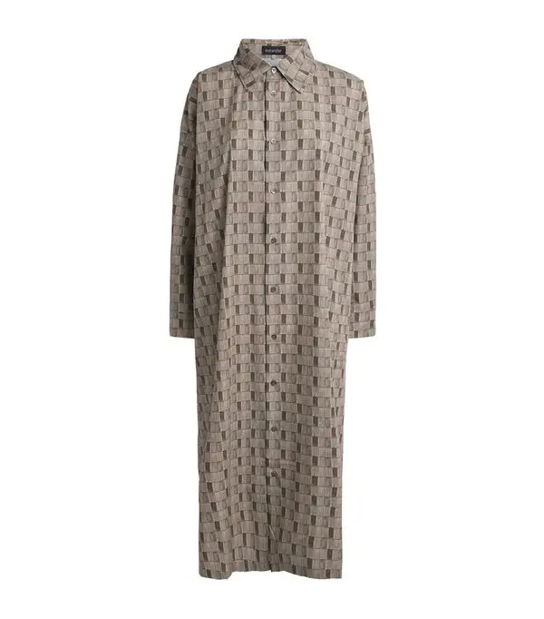 Eskandar Geometric Print Midi Shirt Dress