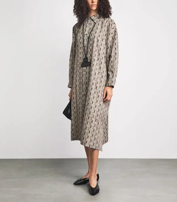 Eskandar Geometric Print Midi Shirt Dress