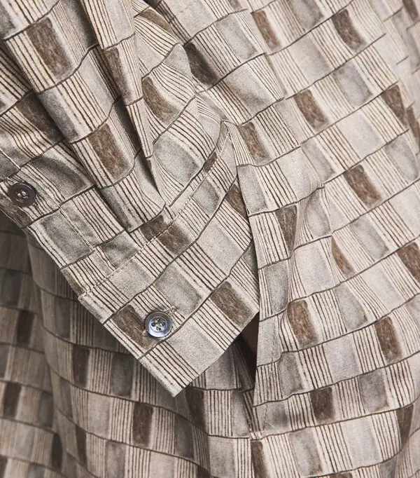 Eskandar Geometric Print Midi Shirt Dress