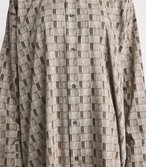 Eskandar Geometric Print Midi Shirt Dress