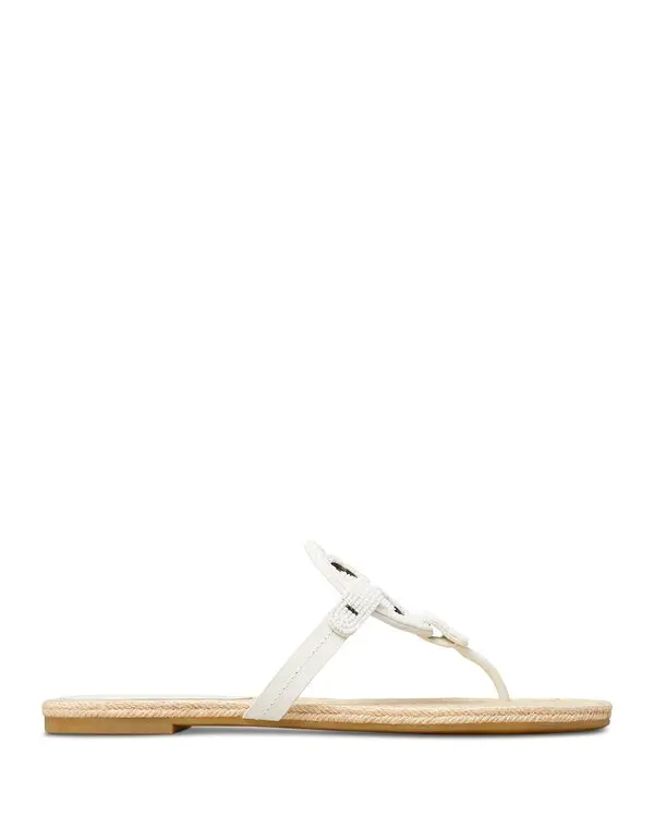 Tory Burch Embellished Espadrille Sandals - Cream