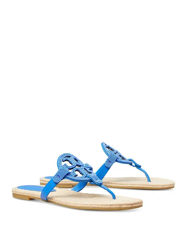 Tory Burch Beaded Espadrille Sandals - Deep Blue