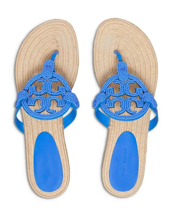 Tory Burch Beaded Espadrille Sandals - Deep Blue