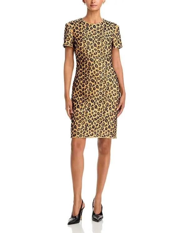 TOCCIN Yvette Embellished Leopard Print Dress