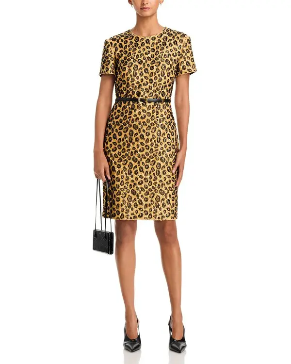 TOCCIN Yvette Embellished Leopard Print Dress