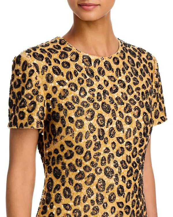 TOCCIN Yvette Embellished Leopard Print Dress