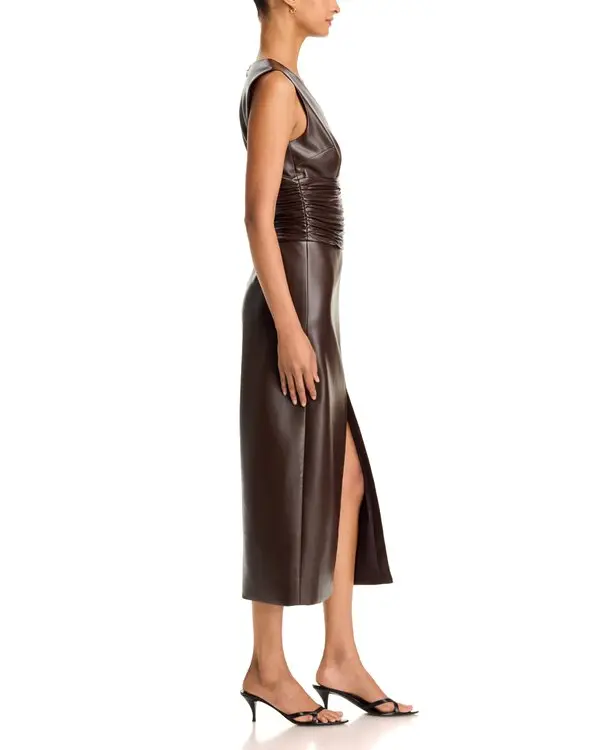 TOCCIN Fabiana Faux Leather Midi Dress