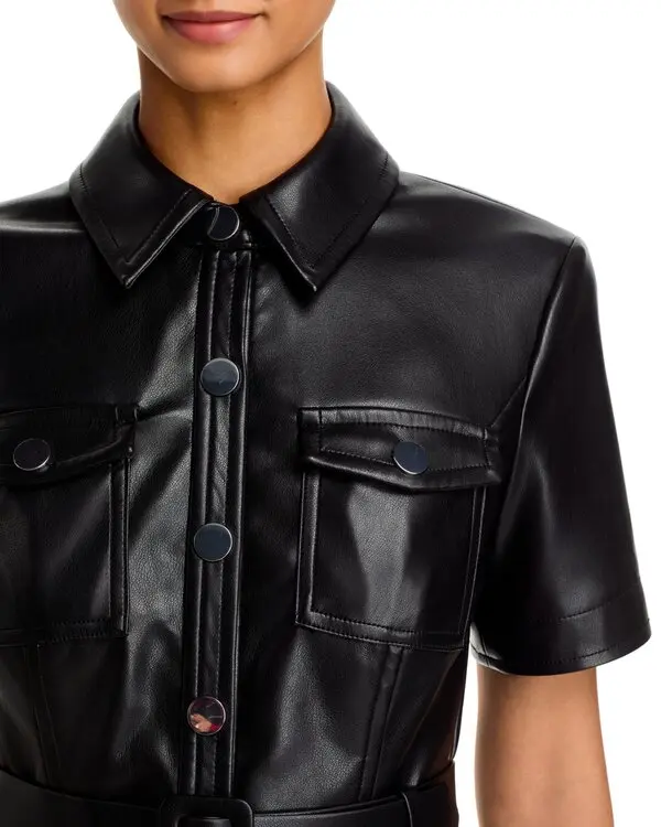 TOCCIN Lydia Belted Faux Leather Mini Dress