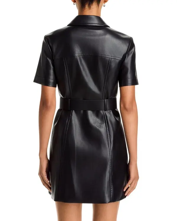 TOCCIN Lydia Belted Faux Leather Mini Dress
