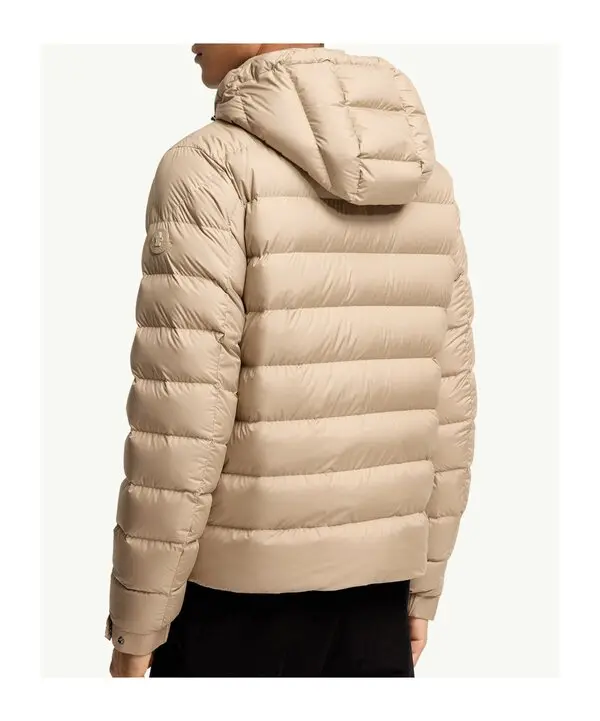 Moncler Arneb Hooded Short Down Jacket With Leather Trim