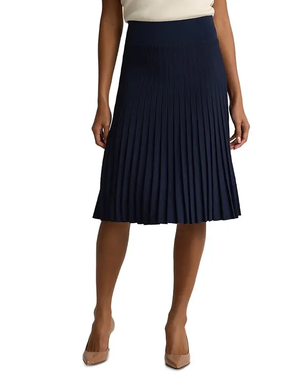 St. John Rivieracrep Knit Pleated Midi Skirt