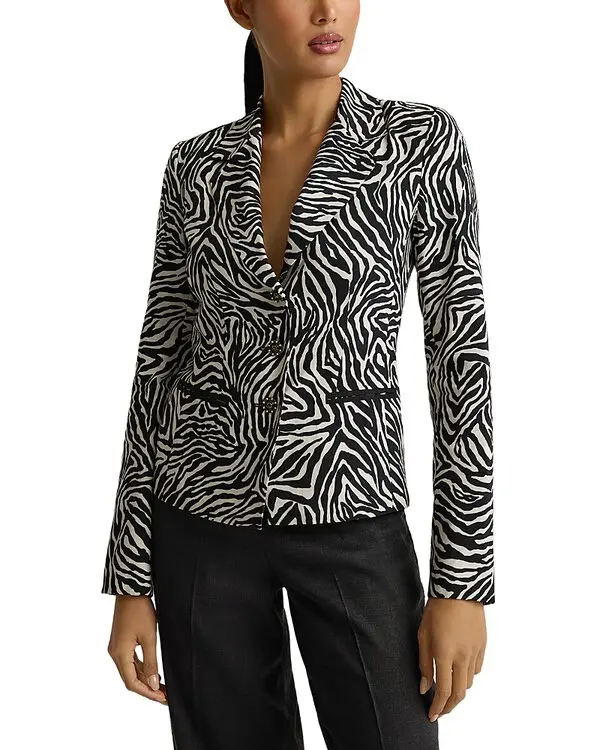 St. John Zebra Print Notched Collar Blazer