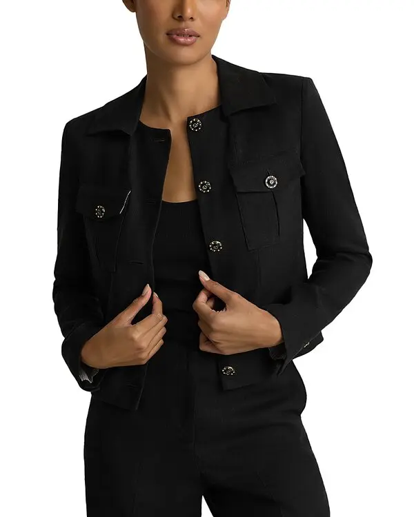 St. John Stretch Linen Blend Jacket