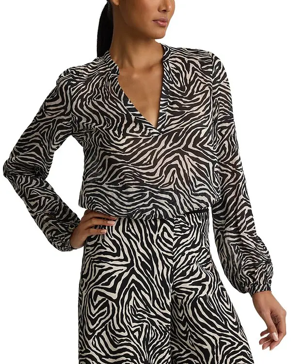 St. John Printed V Neck Tunic Top