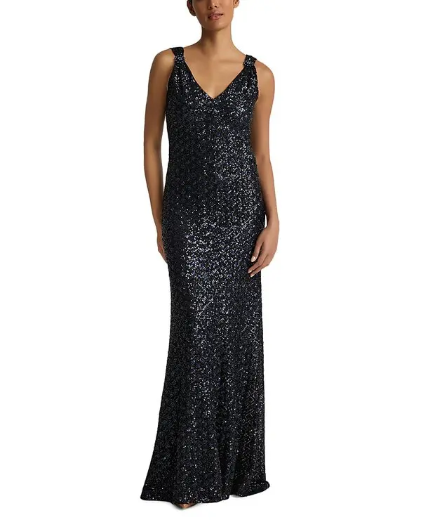 St. John Sequin Embroidered Gown