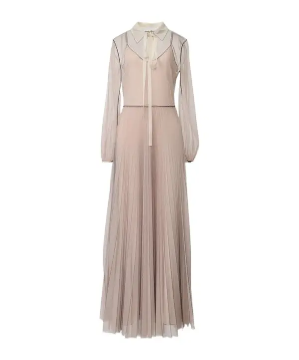 Fabiana Filippi Pleated Tulle Dress - Beige