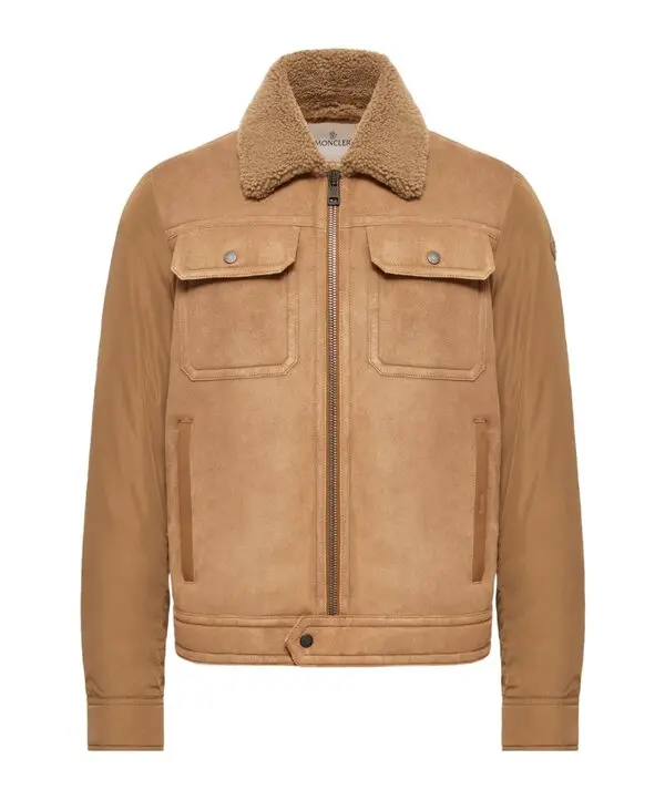 Moncler Zerique Shearling Suede Short Down Jacket