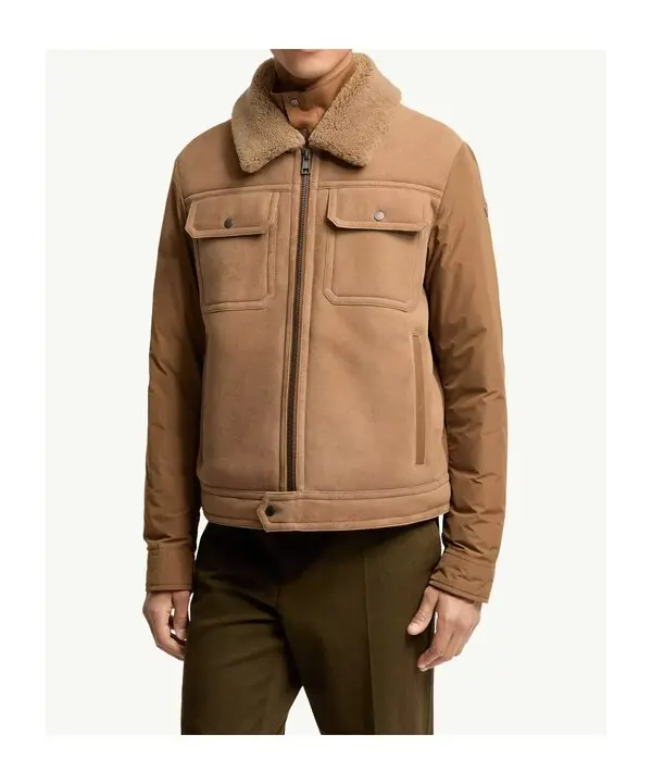 Moncler Zerique Shearling Suede Short Down Jacket