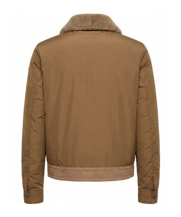 Moncler Zerique Zip-up Shearling Collar Jacket - Camel Beige