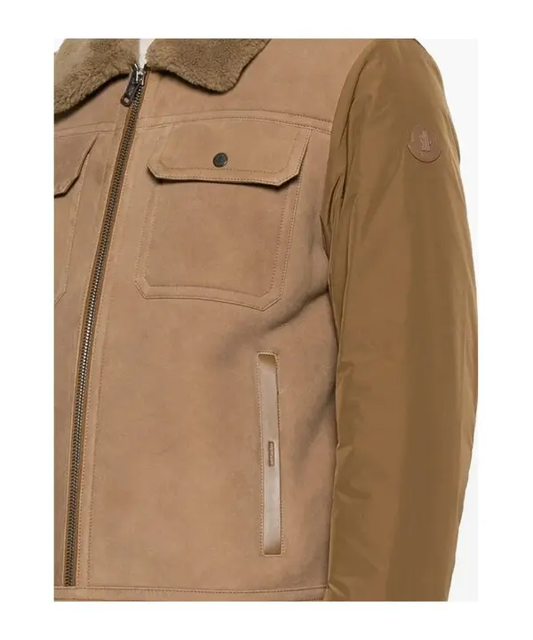Moncler Zerique Zip-up Shearling Collar Jacket - Camel Beige