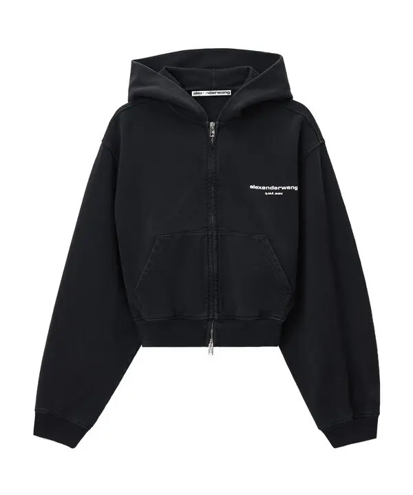Alexander Wang Logo Print Zip-up Hoodie