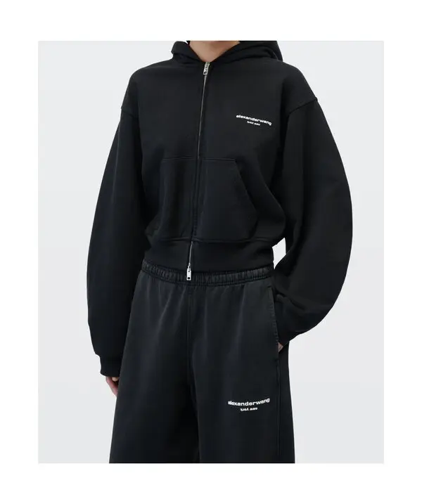 Alexander Wang Logo Print Zip-up Hoodie