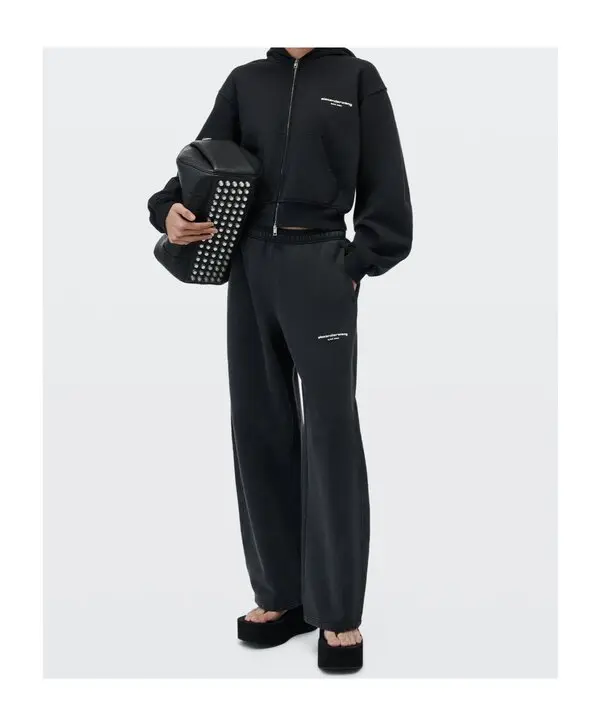 Alexander Wang Logo Print Zip-up Hoodie - Black