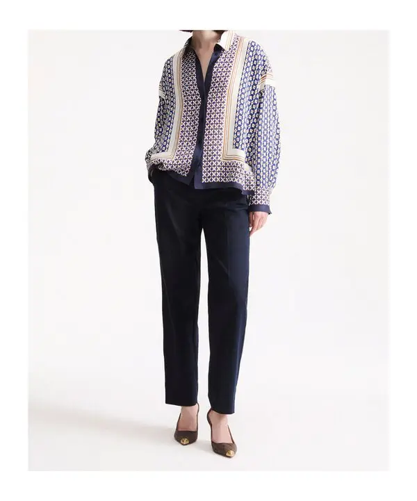 Marella Stretch Cotton-lyocell Blend Trousers With Side Pockets