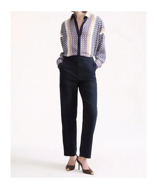 Marella Stretch Cotton-lyocell Blend Trousers With Side Pockets