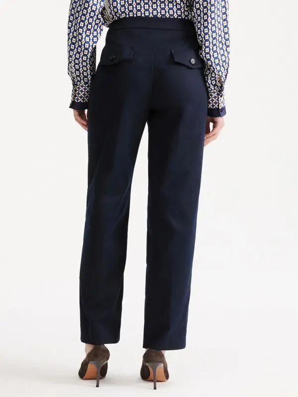 Marella Stretch Cotton-lyocell Blend Trousers With Side Pockets